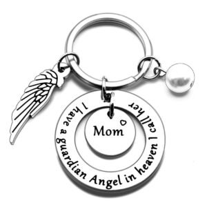 mom memorial keychain gift loss of mother jewelry i have a guardian angel in heaven i call her mom keychain sympathy for remembrance memory gifts mothers day gift for grieving mother