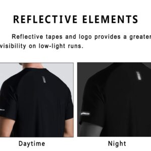 Men's Cooling Ice Silk Running Shirts Quick Dry Short Sleeve Athletic Gym T-Shirts UPF 50+ Outdoor Workout Tshirts Black