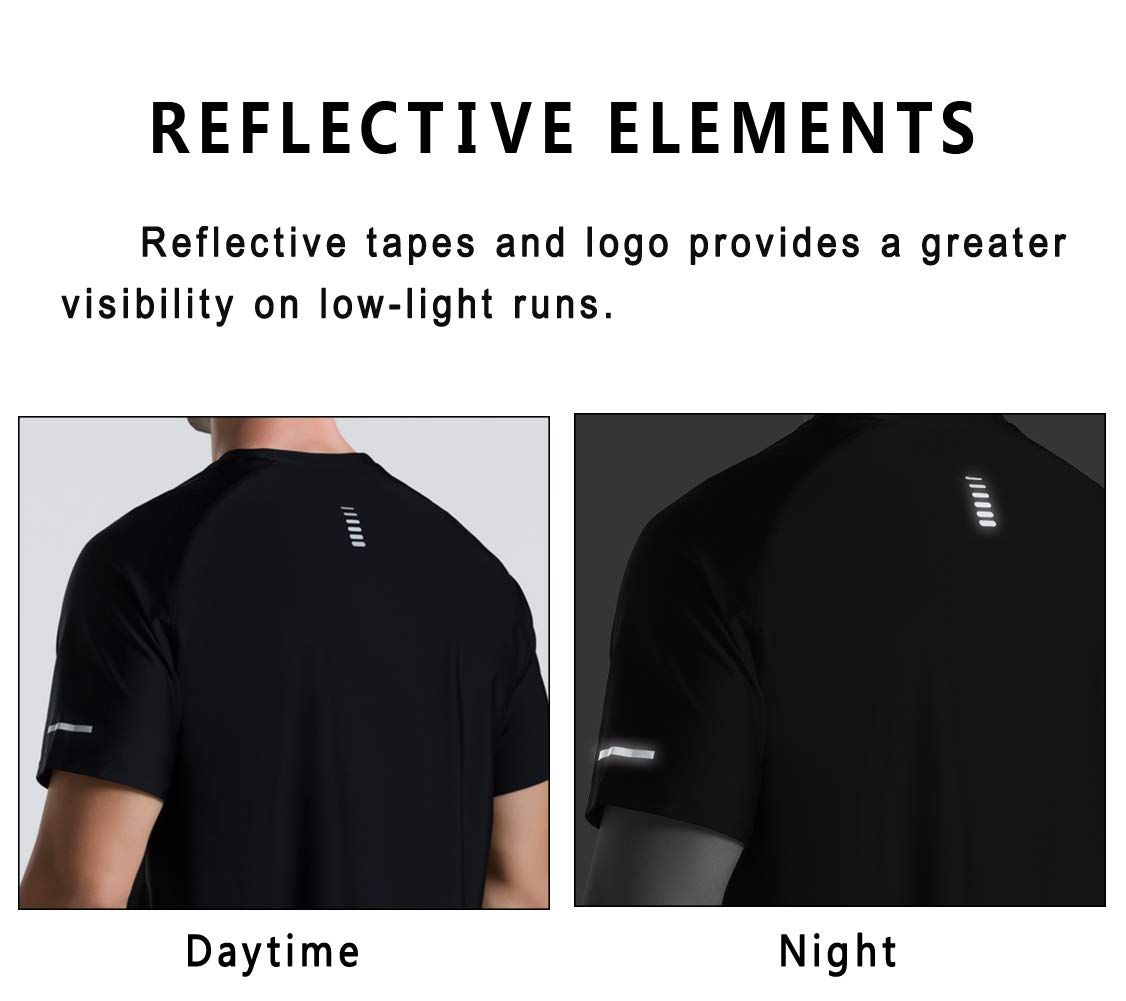 Men's Cooling Ice Silk Running Shirts Quick Dry Short Sleeve Athletic Gym T-Shirts UPF 50+ Outdoor Workout Tshirts Black