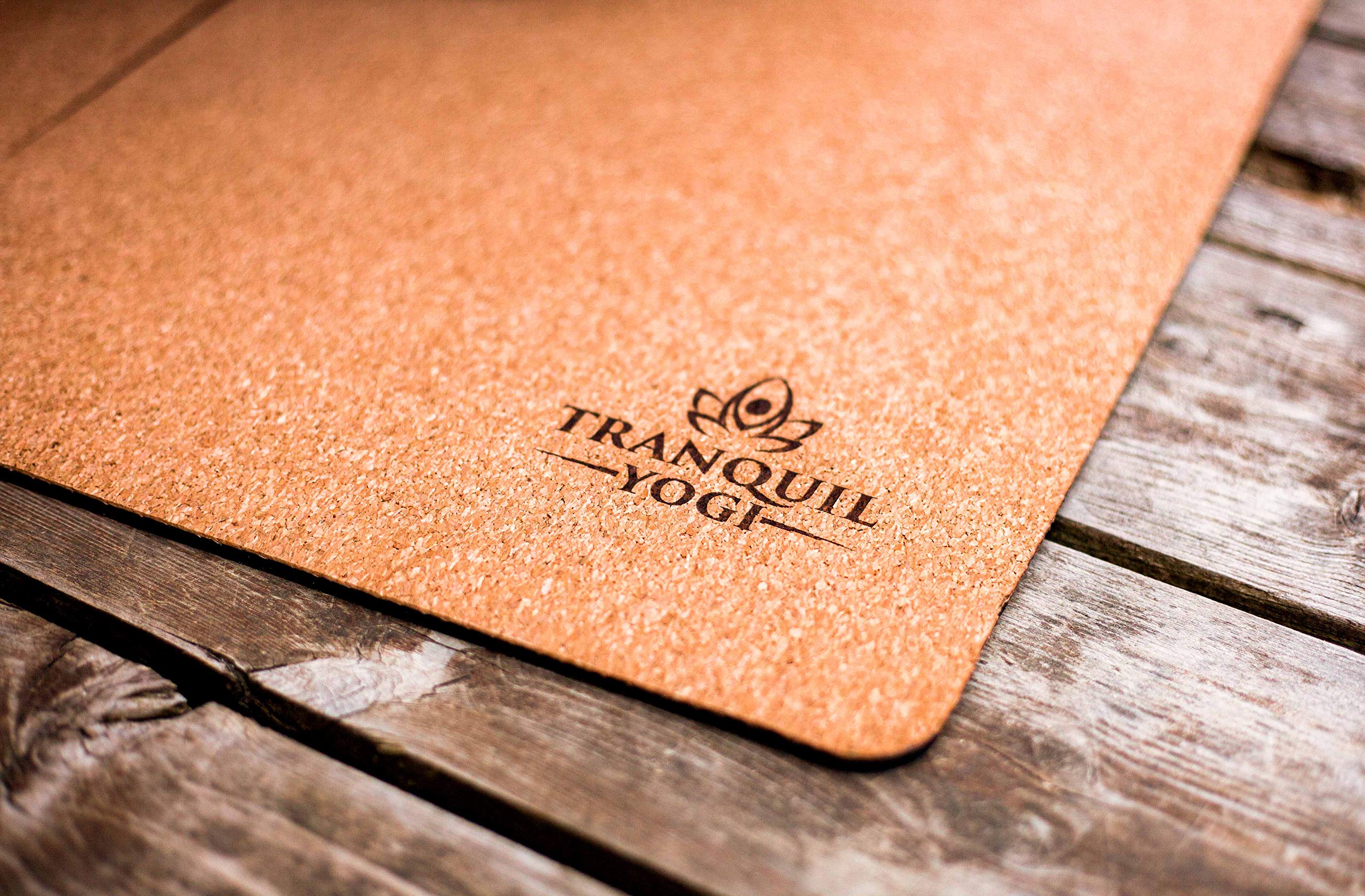 Tranquil Yogi Natural Yoga and Exercise Mat - Excellent Grip and Joint Protection, Includes Carry Strap. (Cork - 6mm)