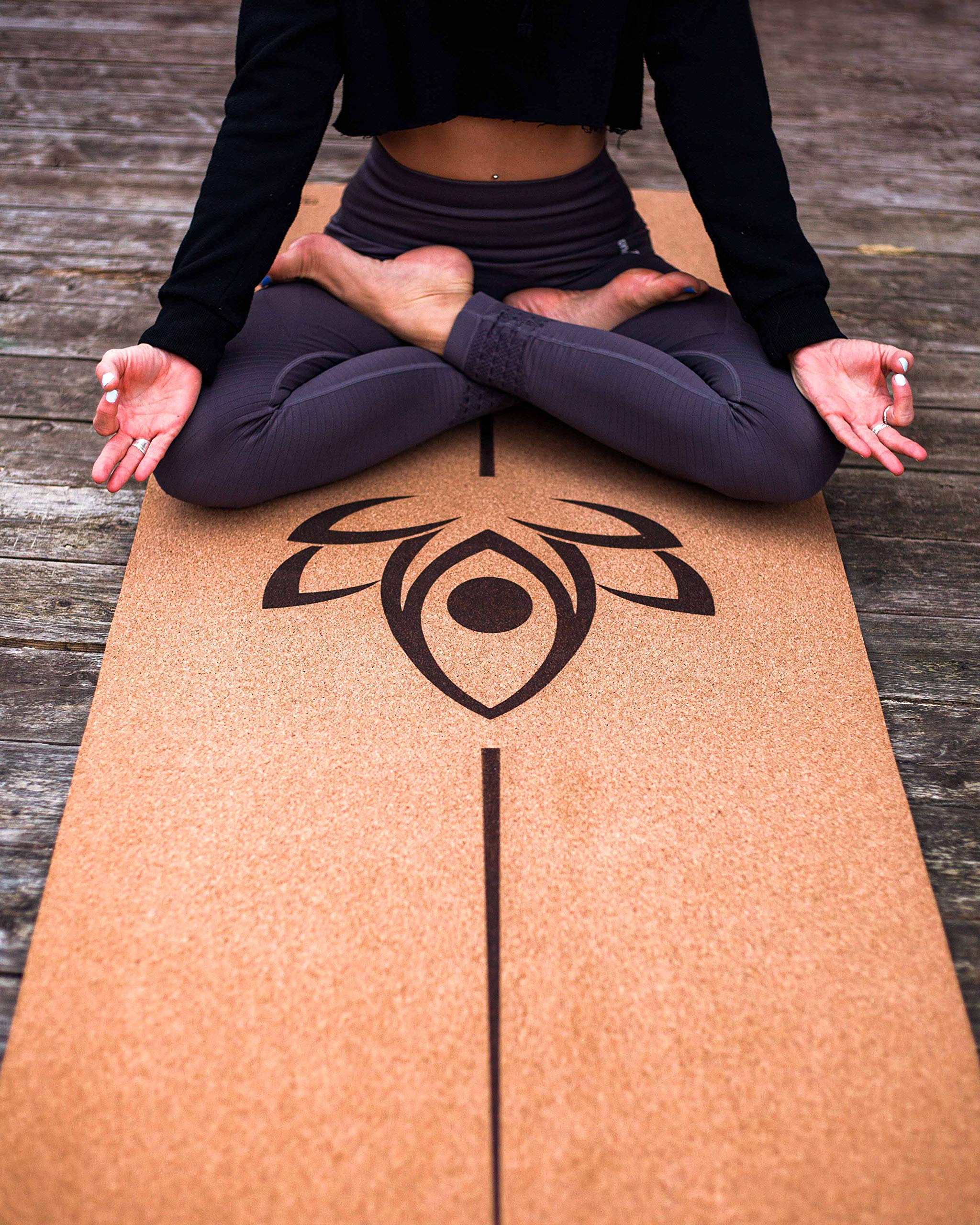 Tranquil Yogi Natural Yoga and Exercise Mat - Excellent Grip and Joint Protection, Includes Carry Strap. (Cork - 6mm)