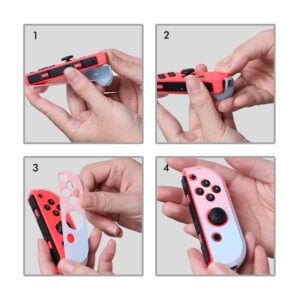 HEATFUN Dockable Case for Nintendo Switch, Switch Hard Shell Case and Switch Thumb Grips - Pink and Blue