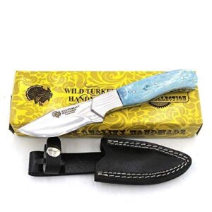 wild turkey handmade collection 8" fixed blade skinner hunting knife includes a genuine leather sheath (5-bcb)