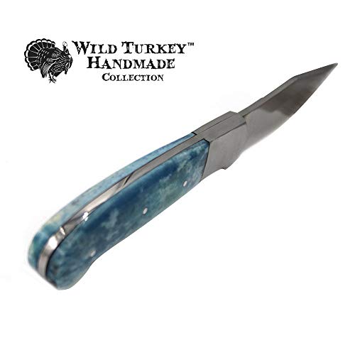 Wild Turkey Handmade Collection 8" Fixed Blade Skinner Hunting Knife Includes a Genuine Leather Sheath (5-BCB)