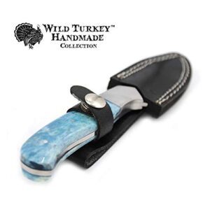 Wild Turkey Handmade Collection 8" Fixed Blade Skinner Hunting Knife Includes a Genuine Leather Sheath (5-BCB)