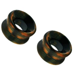 pierced owl natural tiger eye stone double flared tunnel plug gauges, sold as a pair (10mm (00ga))