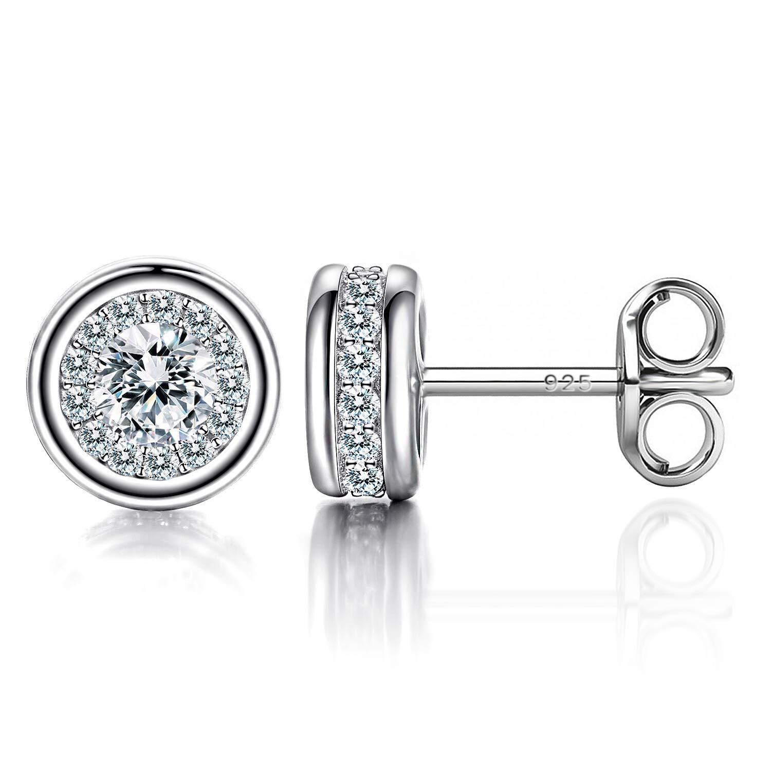 WISHMISS Round CZ Studs hypoallergenic for Womens Girls