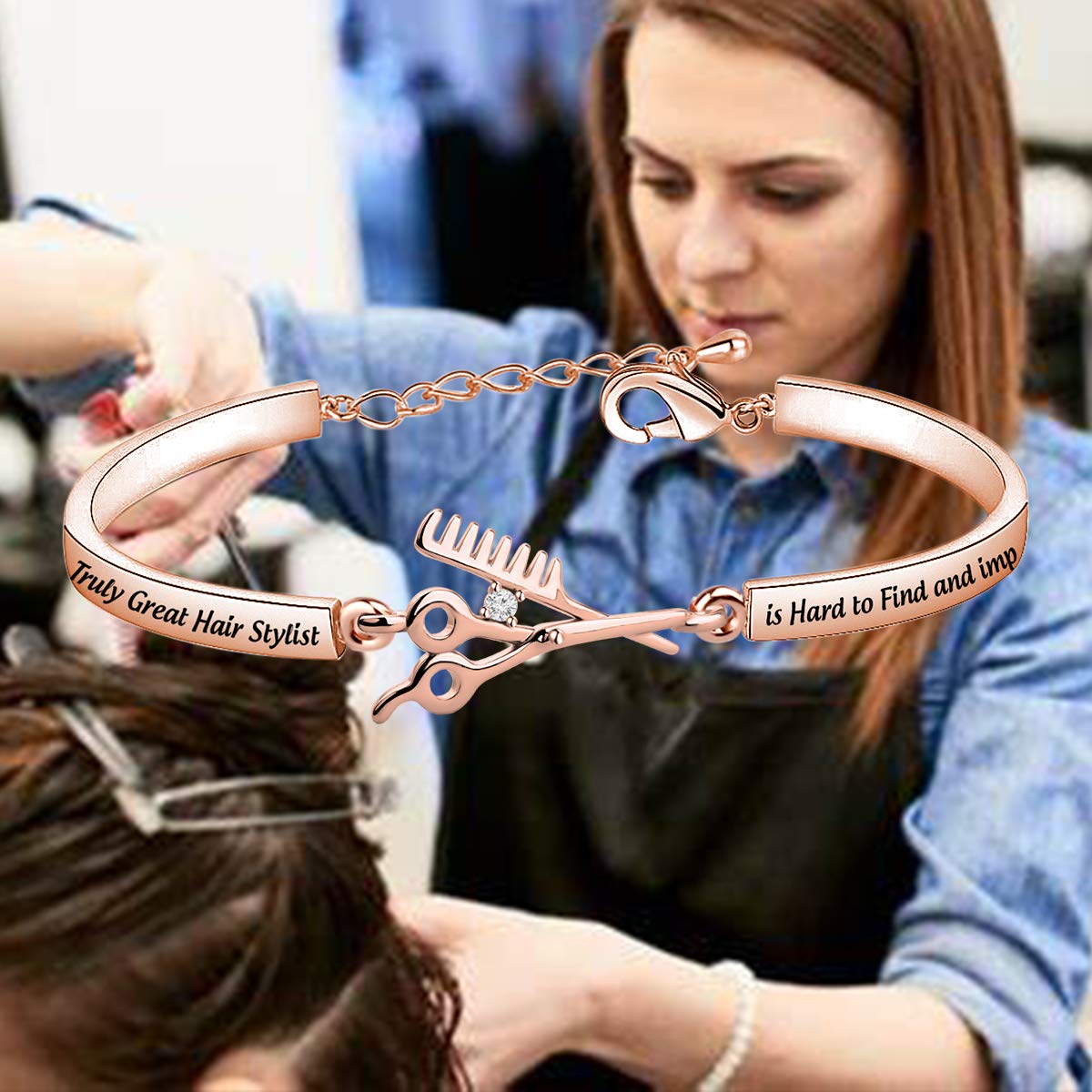 ENSIANTH A Truly Great Hair Stylist is Hard to Find Bracelet Hair Stylist Gift Cosmetologist Gift Hair Stylist Appreciation Gift Graduation Gifts for Hairdresser (Hair Stylist RG Bracelet)