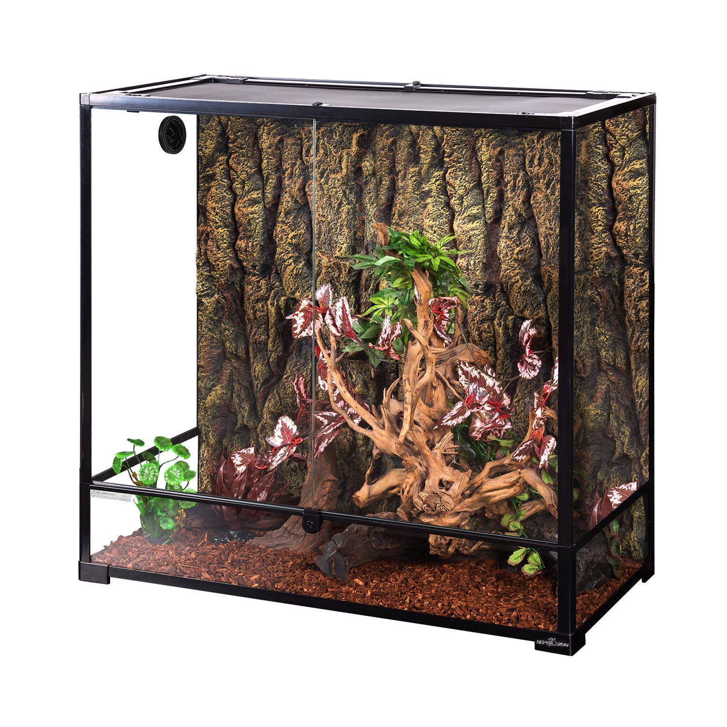 REPTI ZOO Large Reptile Terrarium, Vertical Reptile Tank, Wide & Tall Chameleon Cage with Top Screen Ventilation (36" W X 18" D X 36" H (Glass))