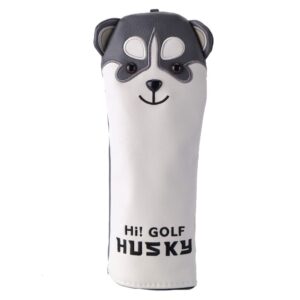 plusker 1pc golf club head cover for hybrid synthetic leather with husky pattern design creative golf headcover