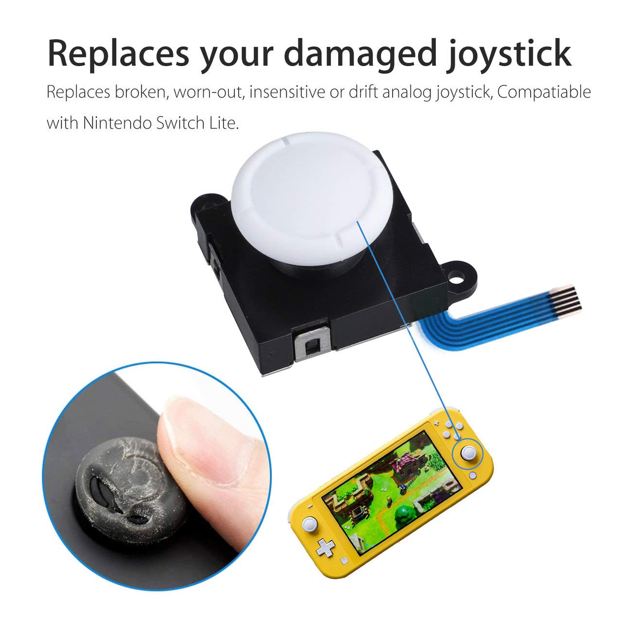 Replacement 3D Analog Joystick for Switch lite and Switch Joy-Con, Left or Right Analog Thumb Stick Joystick Replace (2-Pack)