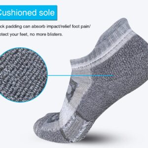 APTYID Women's Ankle Socks Athletic Cushioned Running, Size 6-9, Grey, 6 Pairs