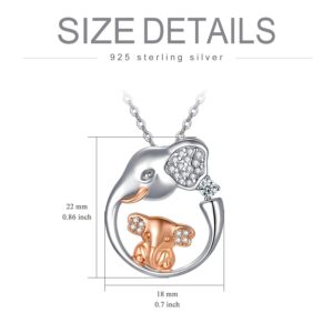 AOBOCO Elephant Jewelry Gifts for Women Sterling Silver Elephant Family Necklace for Mom Daughter Wife Grandma