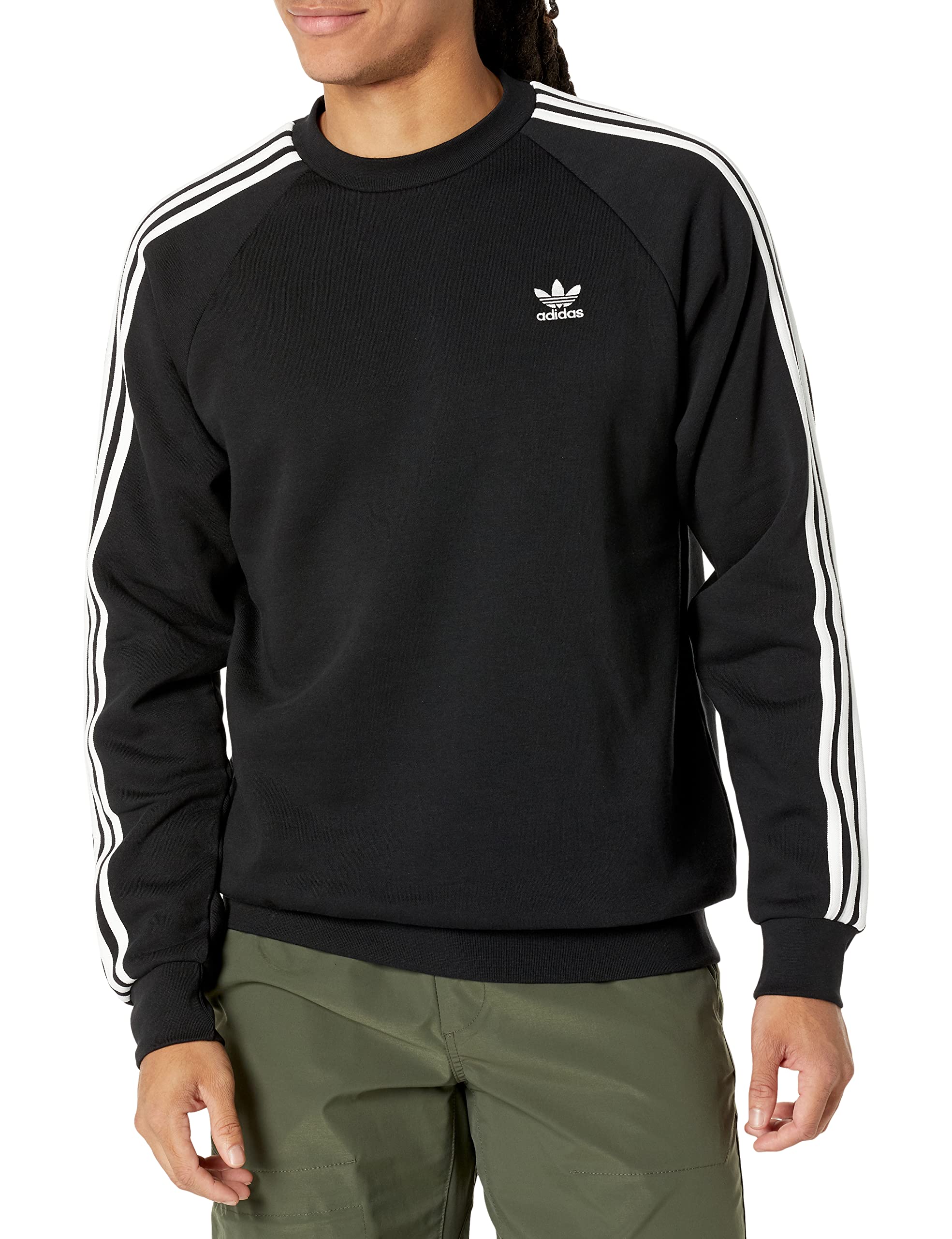 adidas Originals mens 3-stripes Long Sleeve Tee Shirt, Black, Large US