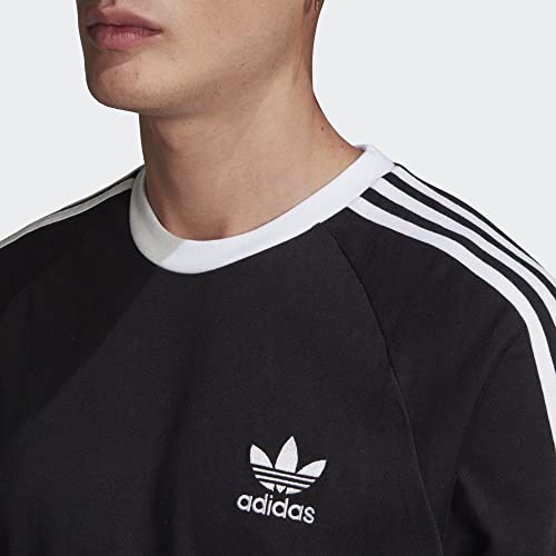 adidas Originals mens 3-stripes Long Sleeve Tee Shirt, Black, Large US