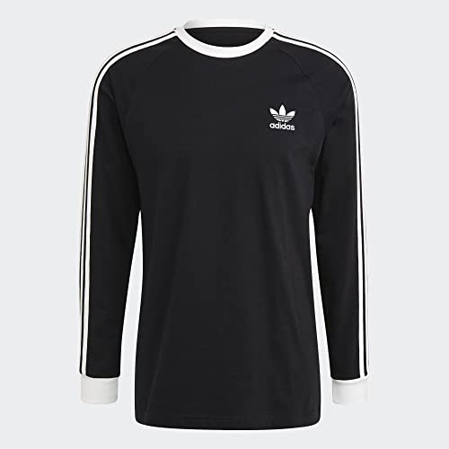 adidas Originals mens 3-stripes Long Sleeve Tee Shirt, Black, Large US