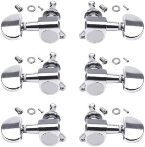 hqdeal 6pcs 3l3r acoustic guitar tuning pegs machine head tuners, knobs tuning keys, wear-resistant, guitar string tuning pegs machine, enclosed locking tuners for electric or acoustic guitar- chrome