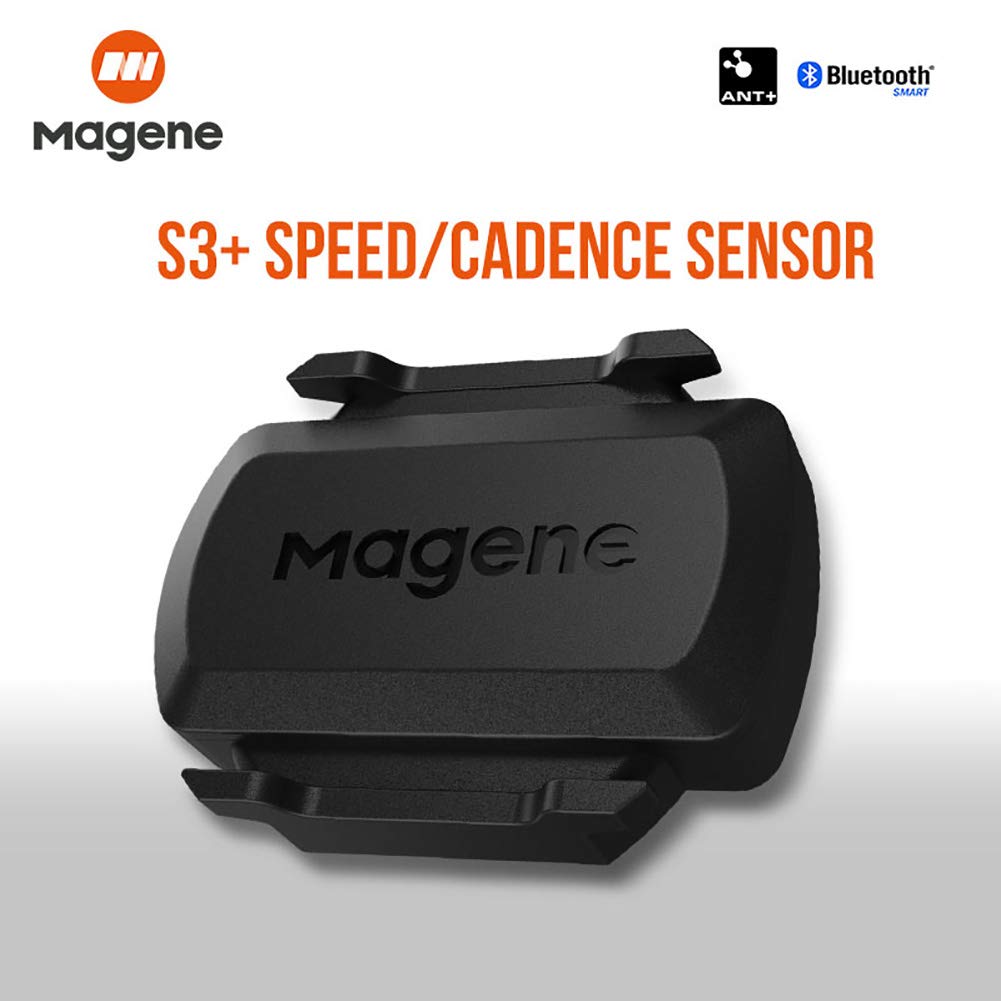 Magene S3+ Outdoor/Indoor Speed/Cadence Sensor for Cycling, Wireless Bluetooth/Ant+ Bike Computer RPM Sensor for Road Bike or Spinning Bike and Trainers Compatible with Onelap, Wahoo Fitness, Zwift