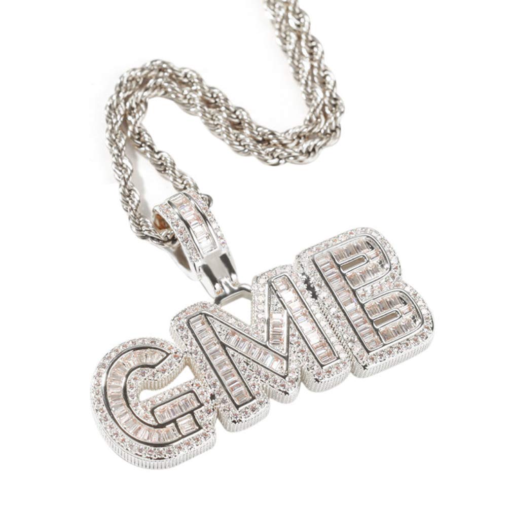 Custom Made Hip Hop Crystal Pendant Necklace Personalized Name Iced Out CZ Chain Silver Gold Copper Pendant wih Rope/Tennis Chain