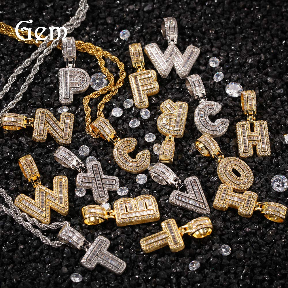 Custom Made Hip Hop Crystal Pendant Necklace Personalized Name Iced Out CZ Chain Silver Gold Copper Pendant wih Rope/Tennis Chain