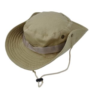 taeku fishing hat, wide brim boonie hat sun protection cap breathable safari hat for man woman (khaki)