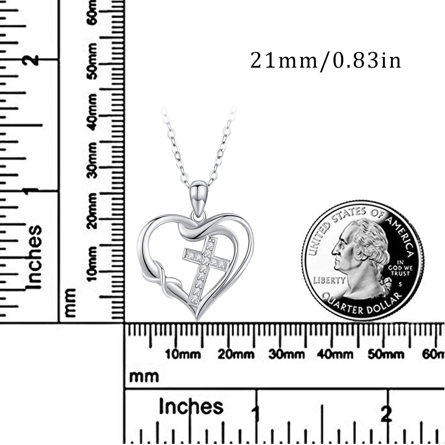 CUOKA MIRACLE Cross Necklace for Women 925 Sterling Silver Heart Infinity Pendant Faith Pendant Necklace Heart Cross Necklaces Jewelry Gift Mother Girlfriend Heart Necklace