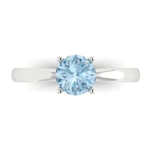 clara pucci 1.0 ct round cut solitaire natural sky blue topaz gemstone bridal designer anniversary engagement ring in 14k white gold