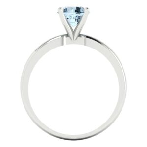 Clara Pucci 1.0 ct Round Cut Solitaire Natural Sky Blue Topaz gemstone Bridal Designer Anniversary Engagement Ring in 14k White Gold