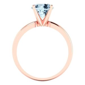 Clara Pucci 1.50 ct Round Cut Solitaire Natural Sky Blue Topaz gemstone Bridal Designer Anniversary Engagement Ring in 14k Rose Gold