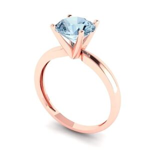 Clara Pucci 1.50 ct Round Cut Solitaire Natural Sky Blue Topaz gemstone Bridal Designer Anniversary Engagement Ring in 14k Rose Gold