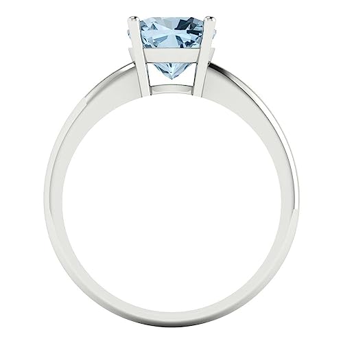 Clara Pucci 2.0 ct Cushion Cut Solitaire Natural Sky Blue Topaz gemstone Bridal Designer Anniversary Engagement Ring Real 14k White Gold