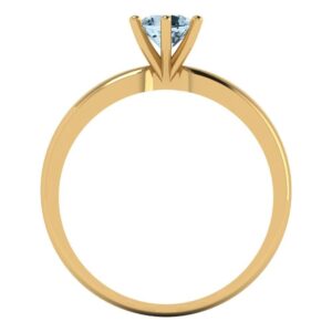 Clara Pucci 0.50 ct Round Cut Solitaire Natural Sky Blue Topaz gemstone Bridal Designer Anniversary Engagement Ring in 14k yellow Gold