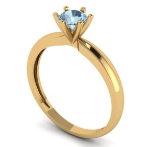 Clara Pucci 0.50 ct Round Cut Solitaire Natural Sky Blue Topaz gemstone Bridal Designer Anniversary Engagement Ring in 14k yellow Gold