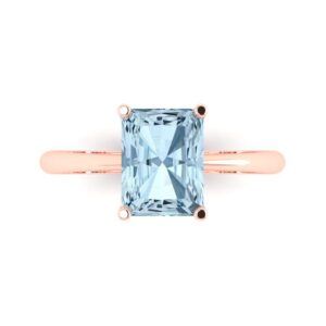 clara pucci 2.4ct radiant cut solitaire natural sky blue topaz wedding bridal designer art deco anniversary ring 14k rose gold for women