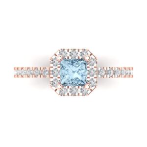 clara pucci 1.34ct princess cut solitaire natural sky blue topaz designer wedding bridal art deco anniversary ring 14k rose gold 7