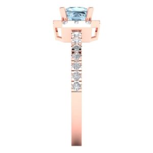 Clara Pucci 1.34ct Princess Cut Solitaire Natural Sky Blue Topaz Designer Wedding Bridal art deco Anniversary Ring 14k Rose Gold 7