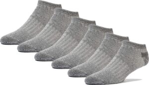 fun toes low cut ankle merino wool mens hiking running socks compression arch support cushioned 6 pairs (grey)