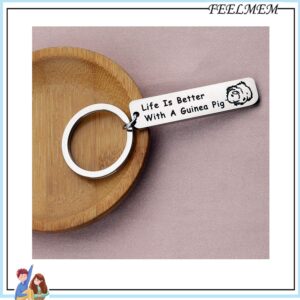 FEELMEM Guinea Pig Jewelry Guinea Pig Lover Gift Life Is Better With A Guinea Pig Keychain Pet Animal Jewelry Crazy Guinea Pig Lady Gift Animal Lover Gift (Guinea Pig keychain)