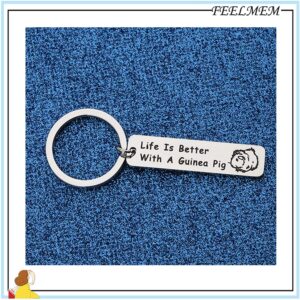 FEELMEM Guinea Pig Jewelry Guinea Pig Lover Gift Life Is Better With A Guinea Pig Keychain Pet Animal Jewelry Crazy Guinea Pig Lady Gift Animal Lover Gift (Guinea Pig keychain)