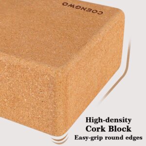 Yoga Blocks Cork, COENGWO Cork Yoga Brick, 100% Eco Friendly Yoga Cork Blocks, Supportive Balance Deepen Poses for Yoga Beginners, Stretch, Pilates, Meditation, 9x6x3 Inches, 2 Pack