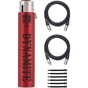 se electronics dm1 dynamite active in-line microphone preamp with 28db gain bundle with 2 20-ft xlr microphone cables and 7-pack cable ties