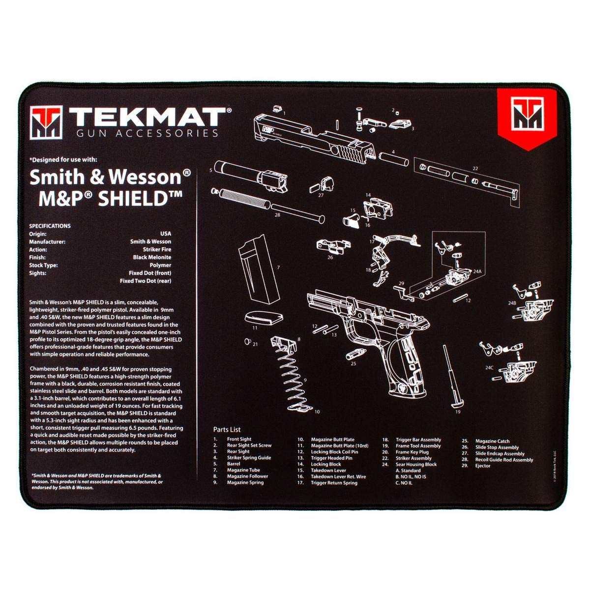 TekMat ULTRA PSTL MAT S&W SHIELD BLK