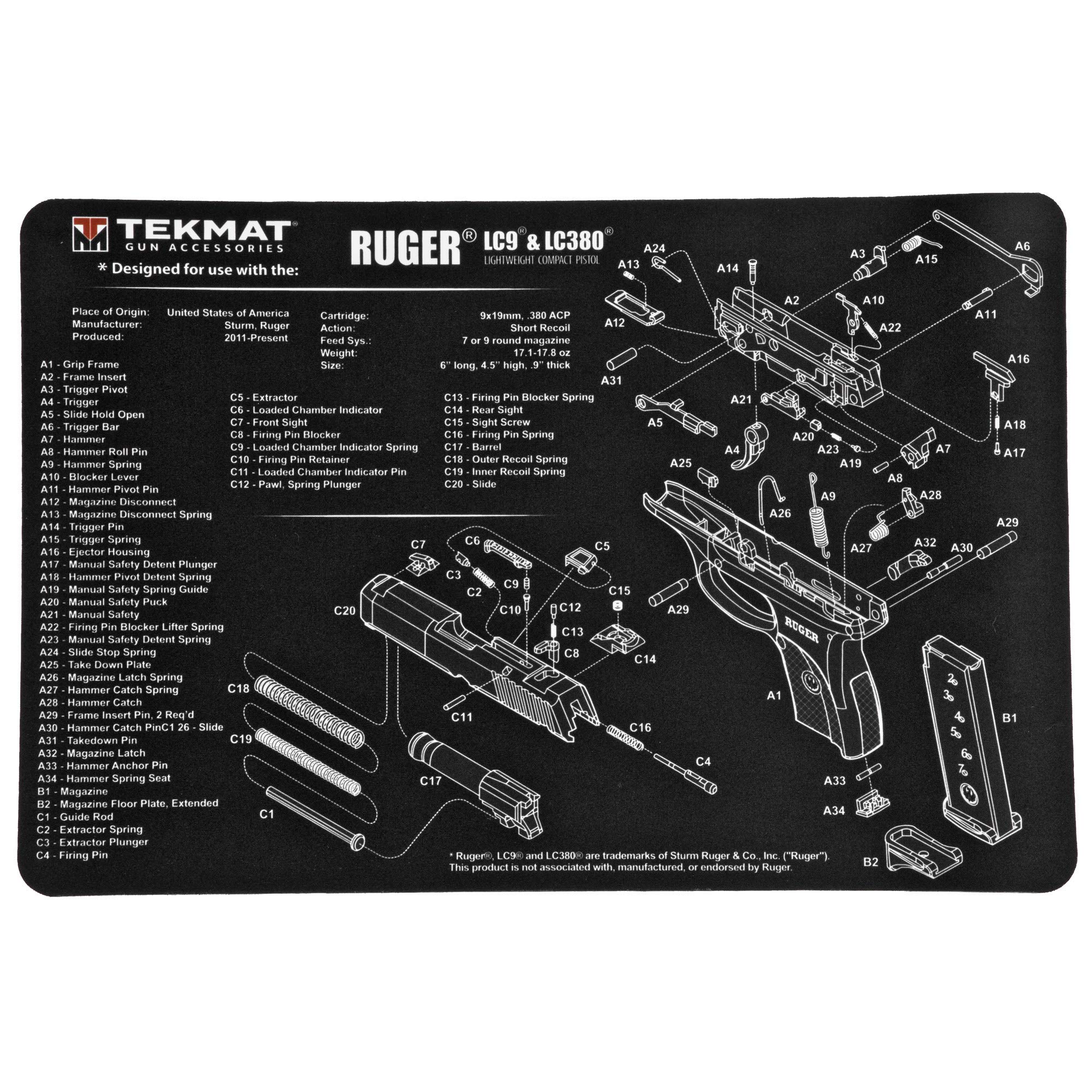 TekMat Ruger LC9 Gun Cleaning Mat