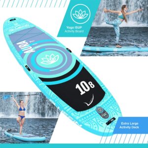 Bluefin SUP 10′8″ Aura FIT Stand Up Paddle Board Kit | 6" Thick | Fiberglass Paddle – Fitness & Yoga Paddle Board | Water Aqua Fitness | All Accessories | 5 Year Warranty