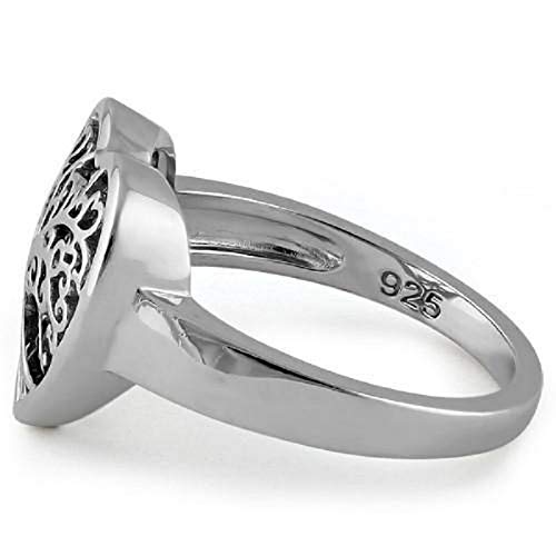 Sterling Silver Tree of Life Heart Symbol of Family love and Connection to Ancestors Ring-(Size 3-12) (4)