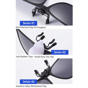 OopsMi Polarized Clip-on Sunglasses TR90 Frame Flip Up Driving Glasses For Prescription Glasses (Black Lens)