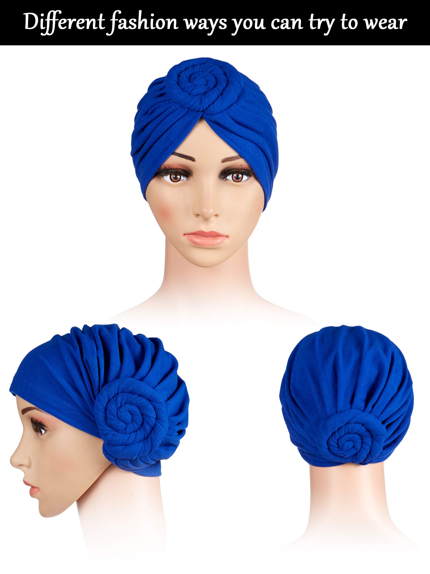 SATINIOR 9 Pieces Women Knotted Turban Hat African Turban Beanie Pre-Tied Bonnet Cap Headwrap Multicolor