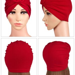 SATINIOR 9 Pieces Women Knotted Turban Hat African Turban Beanie Pre-Tied Bonnet Cap Headwrap Multicolor