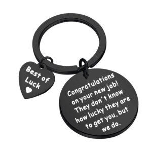 tgbje new job gift congratulations on your new job keychain best of luck keychain coworker leaving gift (black new job)