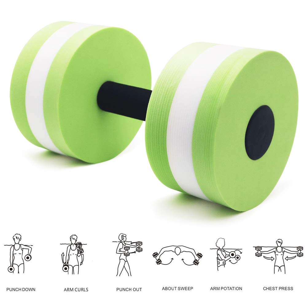 OSMOFUZE Aquatic Exercise Dumbbells – Set of 2 for Water Aerobics Fitness and Pool Exercises Green